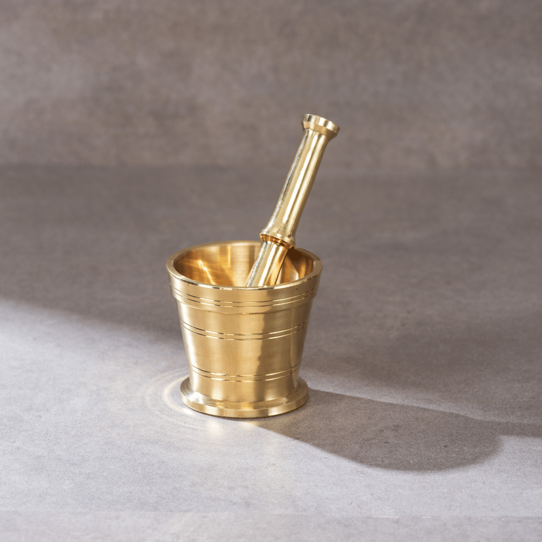 Traditional Handcrafted Pure Brass Mortar and Pestle (Okhli) | P-TAL