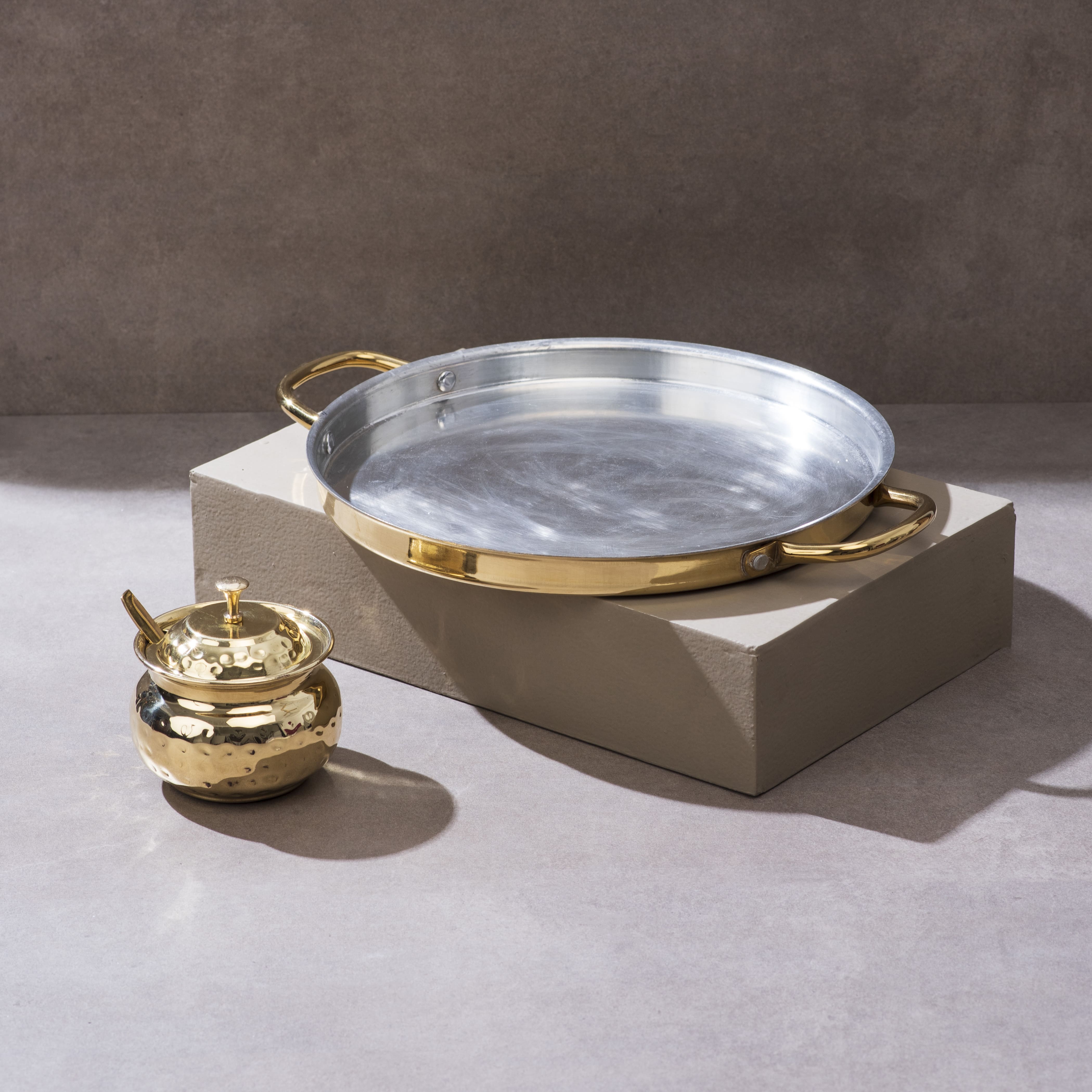 Brass Dosa Tawa with Insulated handles And Brass Ghee Pot Combo – P-TAL