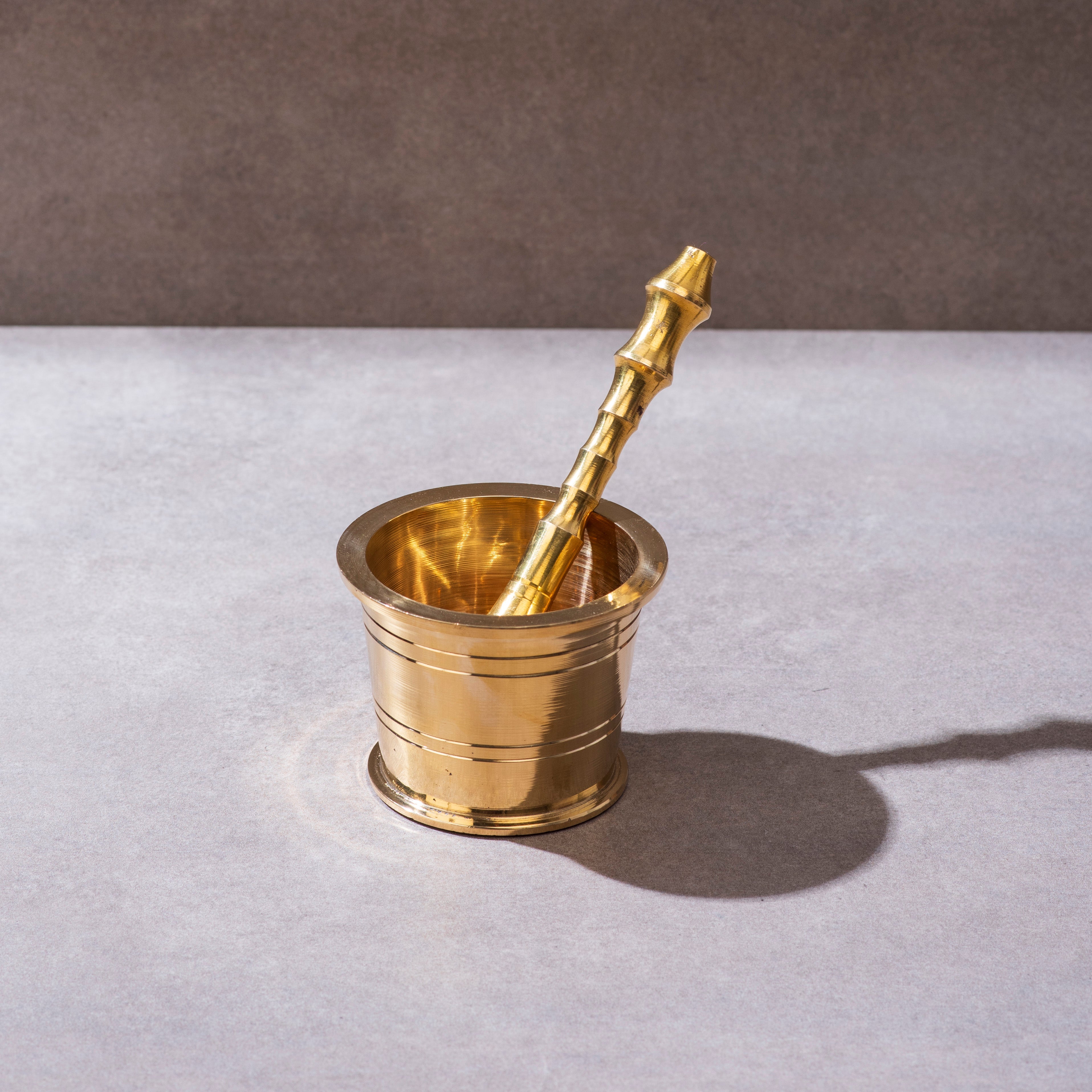 Traditional Handcrafted Pure Brass Mortar and Pestle (Okhli) | P-TAL