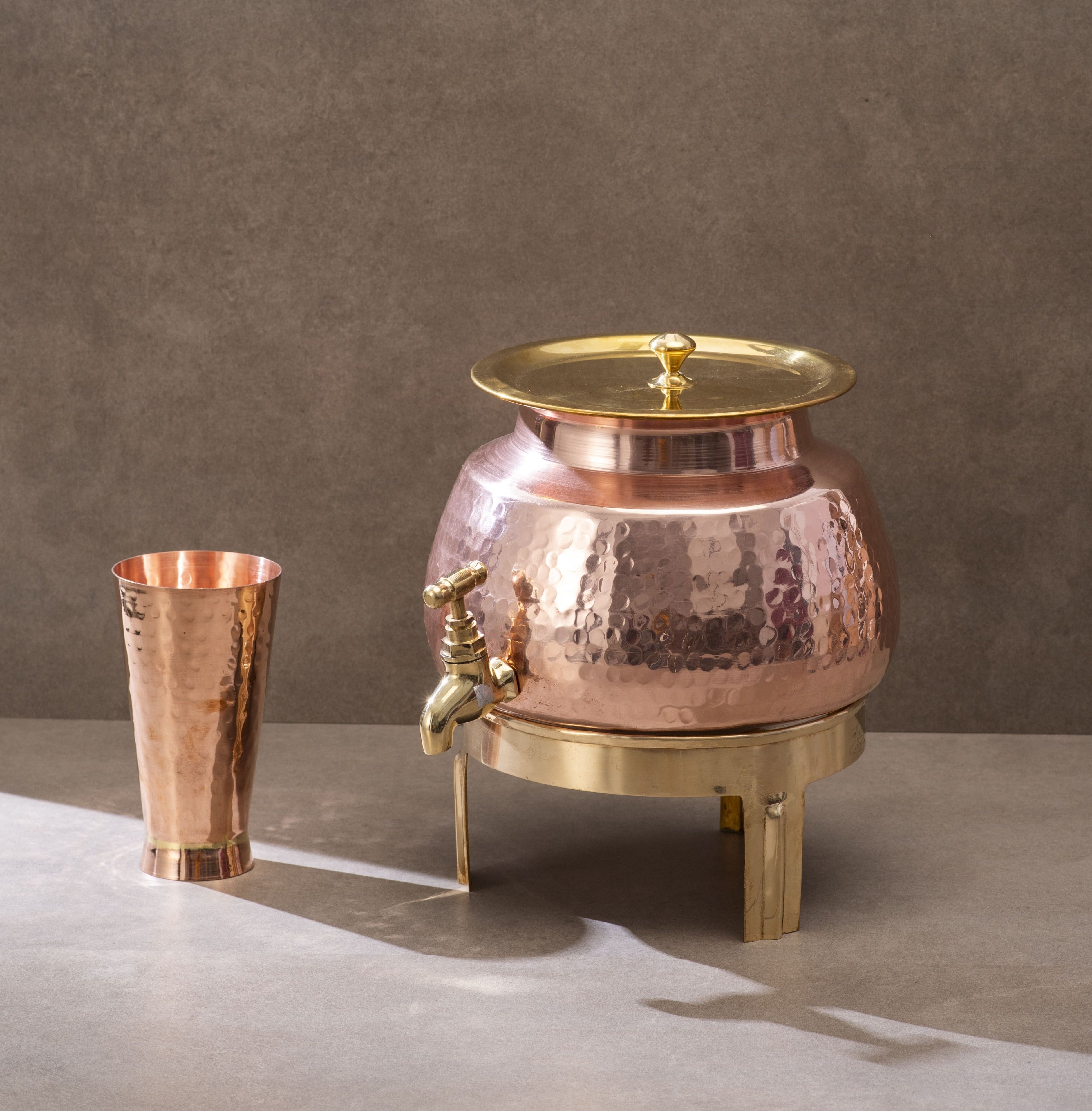 Buy Hand-hammered Pure Copper Water Dispenser Set (5L) | P-TAL