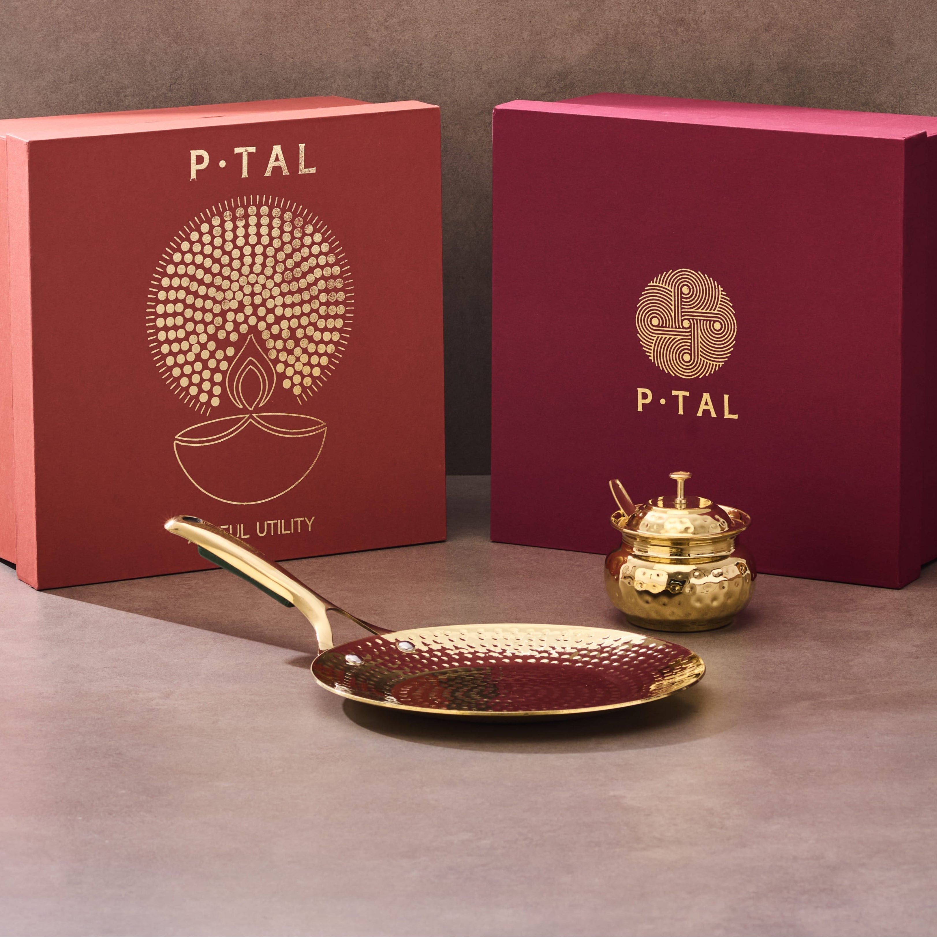 Brass Roti Tawa with Insulated handle And Ghee Pot Combo – P•TAL