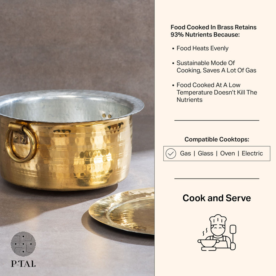 Buy Brass Patila / Topia with Lid and Holders Online | P-TAL