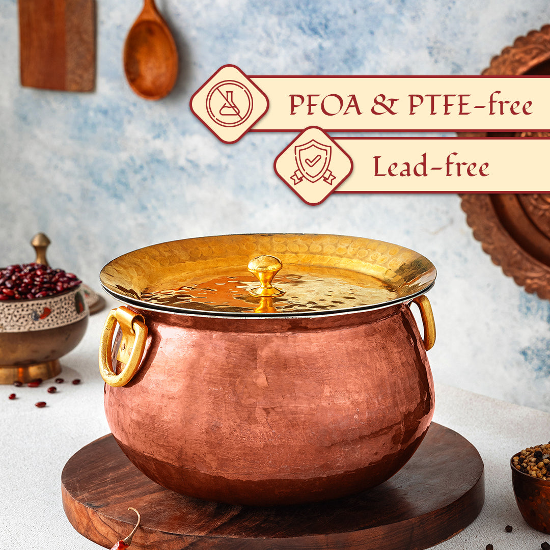 Rose Gold Pure Copper Patili for Cooking Online | P-TAL