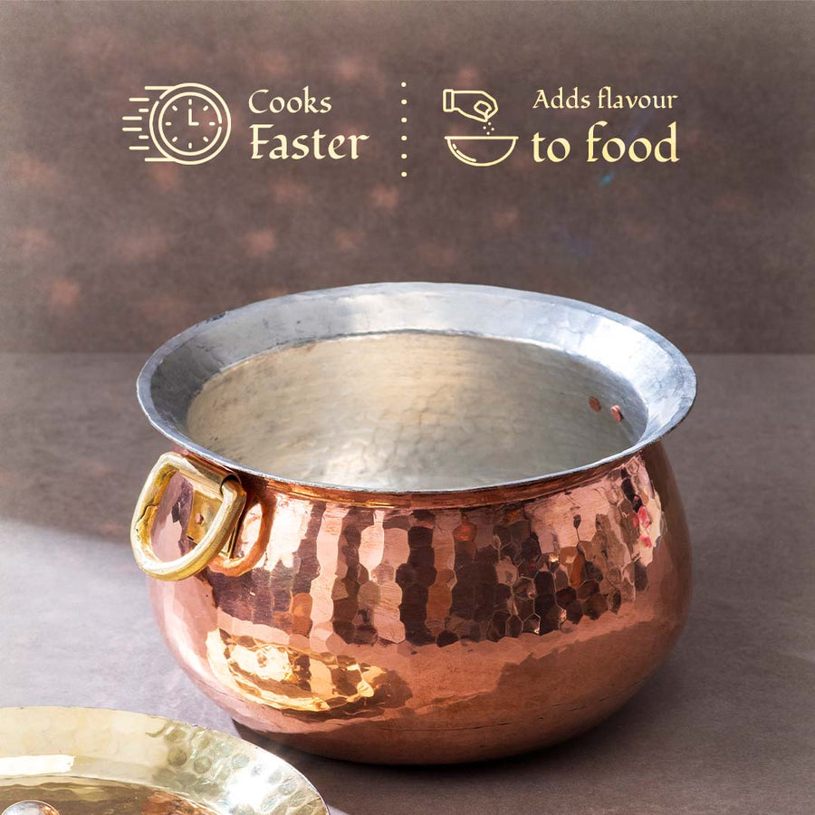 Rose Gold Pure Copper Patili for Cooking Online | P-TAL