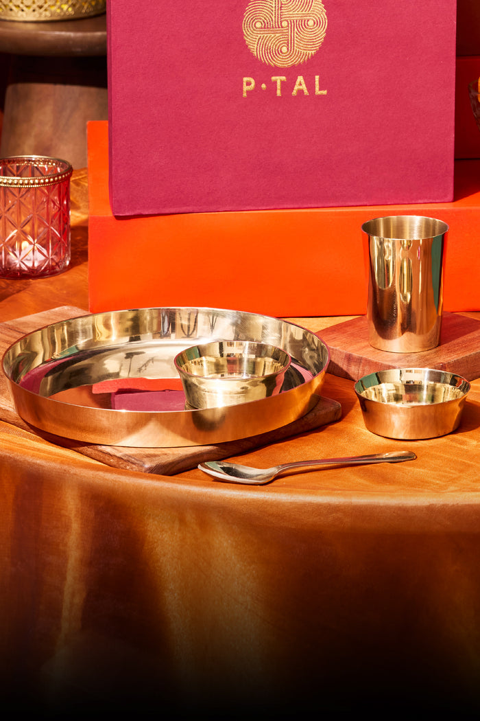 Kansa Dinner Thaali/Plate Set (10.5" Thaali/Plate) - 5 pieces (1 Thaal ...