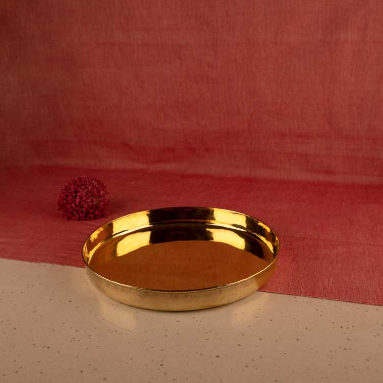 Hnadcrafted Brass Thaali - Thaali / Plate for Dining Online | P-TAL
